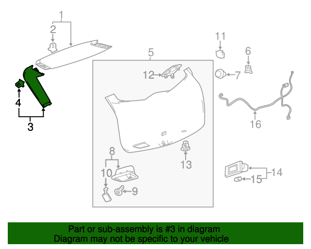 2010-2016 Cadillac SRX Jet Black Driver Side Liftgate Upper Side Trim ...