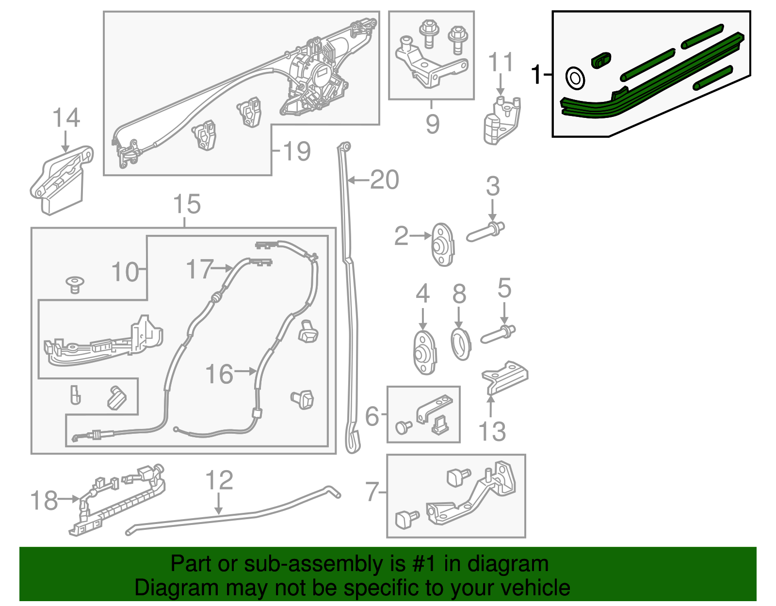 72580-THR-A01 - Rail Assembly L Slide Door Center - 2018-2020 Honda ...