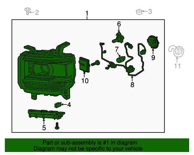 2016-2019 GMC Driver Side Headlamp 84180592 GM | GMPartsDirect.com
