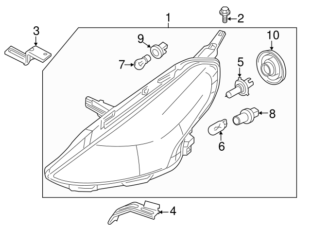 2015-2019 Nissan Versa Headlamp Assembly Mount Bracket 26042-9KK0C ...