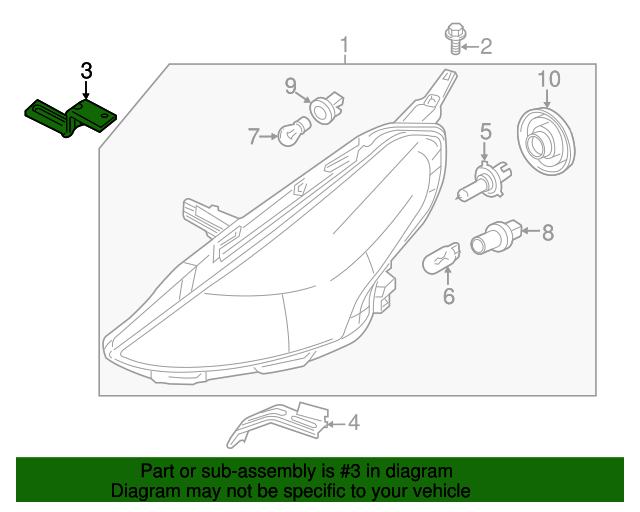 2015-2019 Nissan Versa Headlamp Assembly Mount Bracket 26042-9KK0C ...