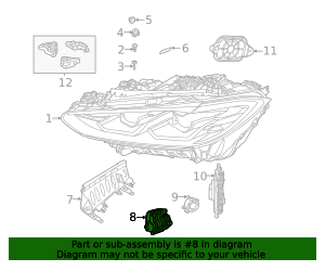 2021-2024 BMW LED module, daytime running lights, left 63-11-9-851-047 ...
