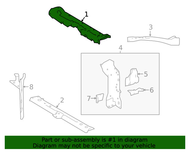 53205-02300 - Radiator Support Tie Bar - 2019-2022 Toyota Corolla ...