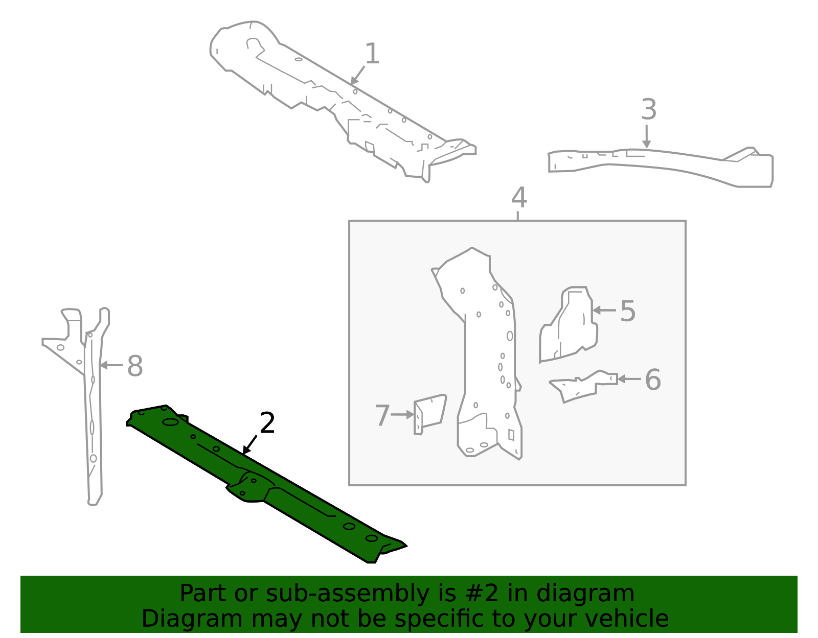 53028-02040 - Radiator Support Tie Bar 2019-2025 Toyota Corolla ...