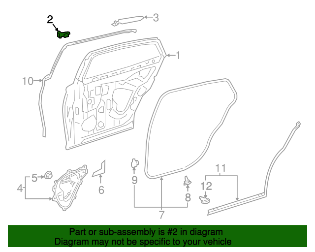68197-50020 - Door Shell Seal 2018-2024 Lexus | AutoNationParts.com