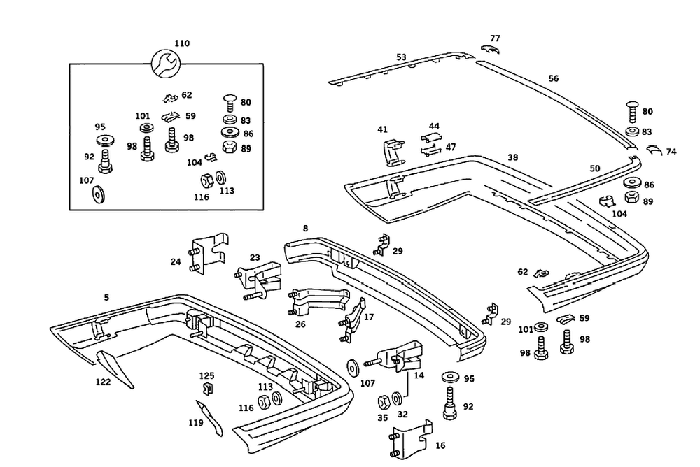 126-885-06-05 - Rear Bumper 1968-1985 Mercedes-Benz | Mercedes-Benz USA ...