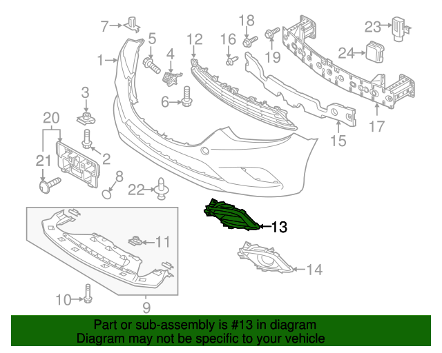 GHP9-50-C11A - Outer Grille - 2014-2017 Mazda 6 | Mazda Swag