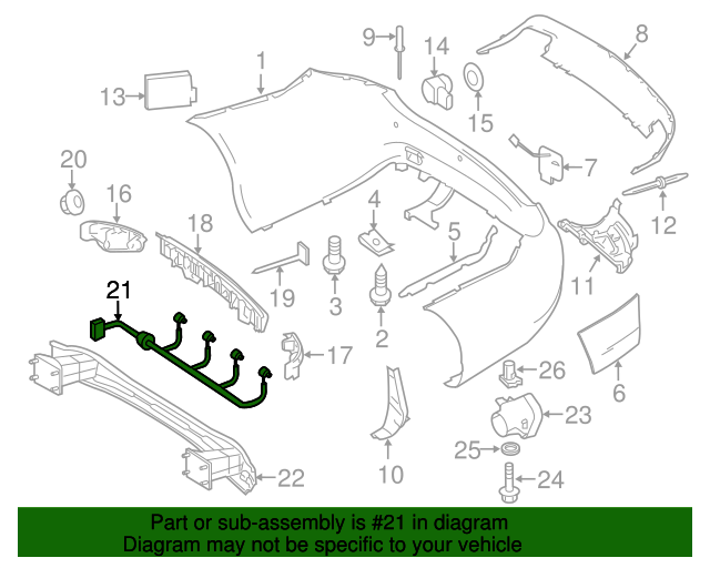 207-540-82-33-64 - Parking Aid System Wiring Harness 2011-2013 Mercedes ...
