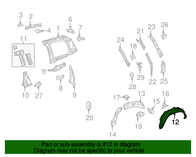 61632-60080 - Outer Wheelhouse - 2008-2011 2013-2020 Toyota Land ...
