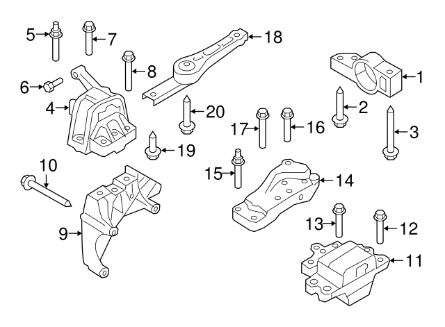 2015-2018 Audi Motor Mount 5N0-199-262-K | Audi USA Parts