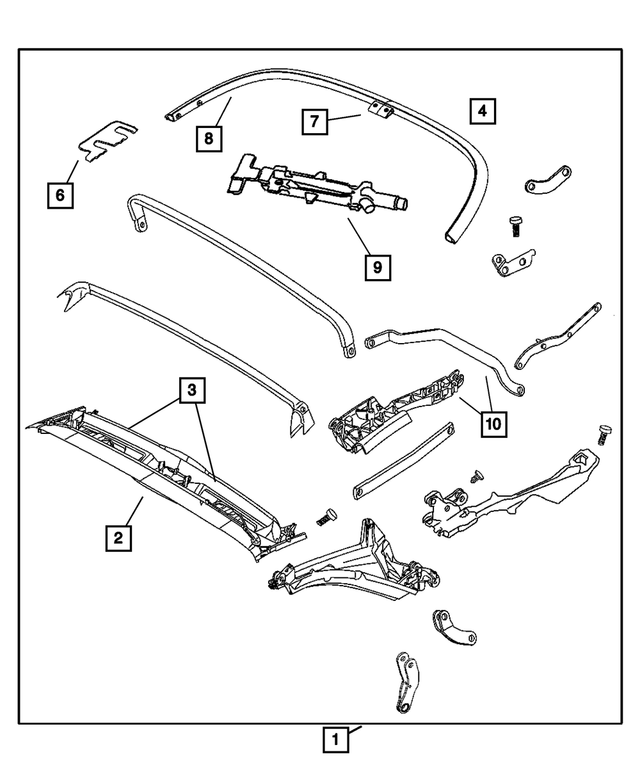 2005-2008 Chrysler Crossfire Convertible Top Frame Assembly 5140983AA ...