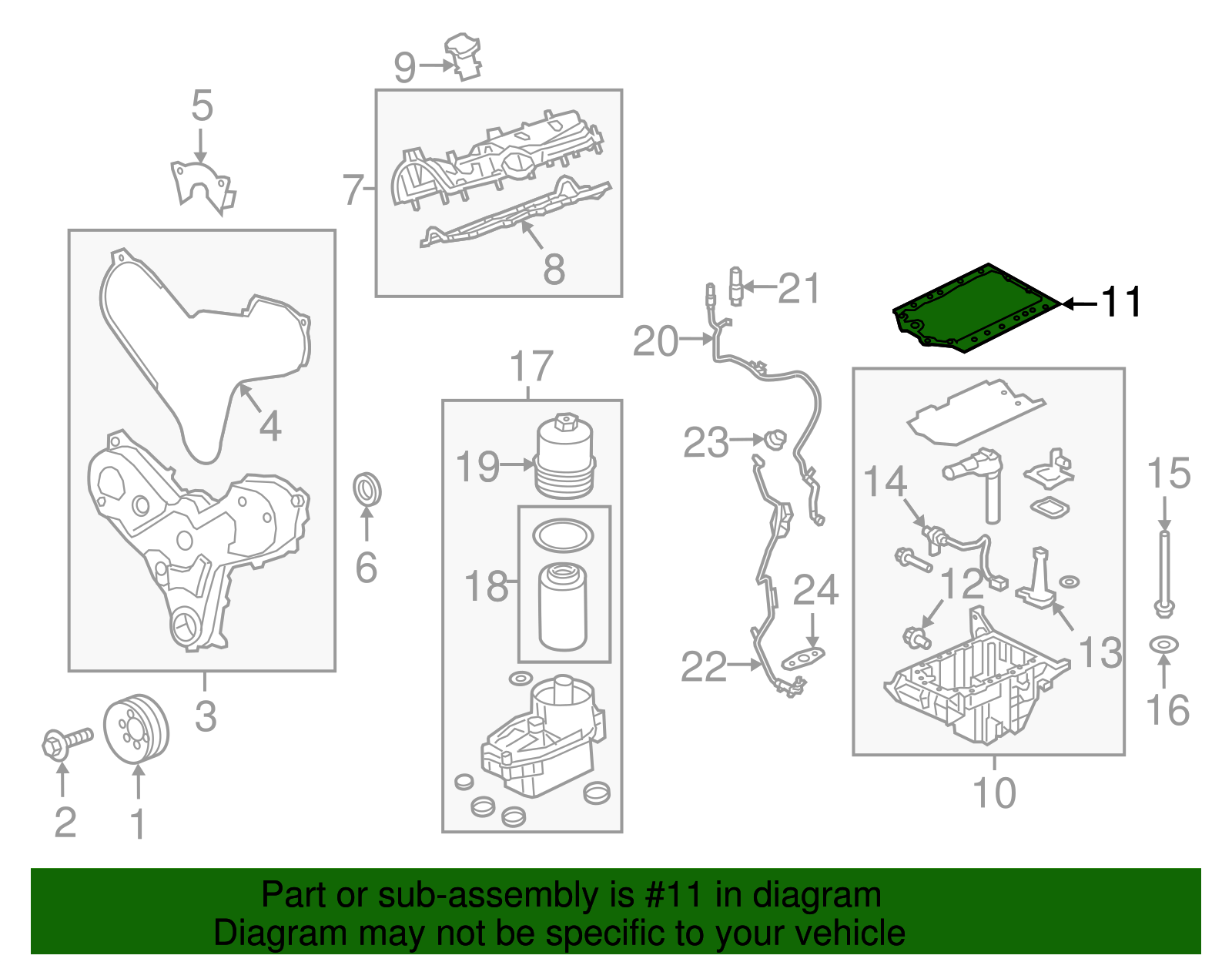 Genuine OEM Oil Pan Gasket Part# LR005994 Fits 2016-2021 Land Rover: Up ...