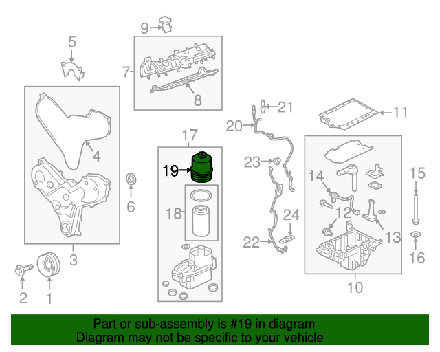 LR013147 - Engine Oil Filter Housing Cover 2016-2021 Land Rover ...