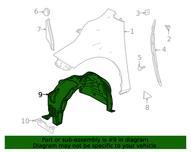 2021-2024 Toyota Sienna Fender Splash Shield - DRIVERS SIDE 53806-08062 ...