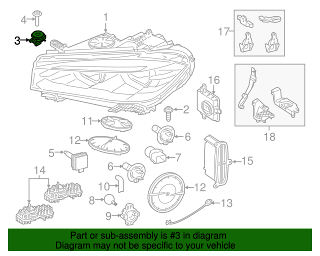 63127387919 - 2015-2021 BMW Headlamp Assembly Retainer (63-12-7-387-919 ...