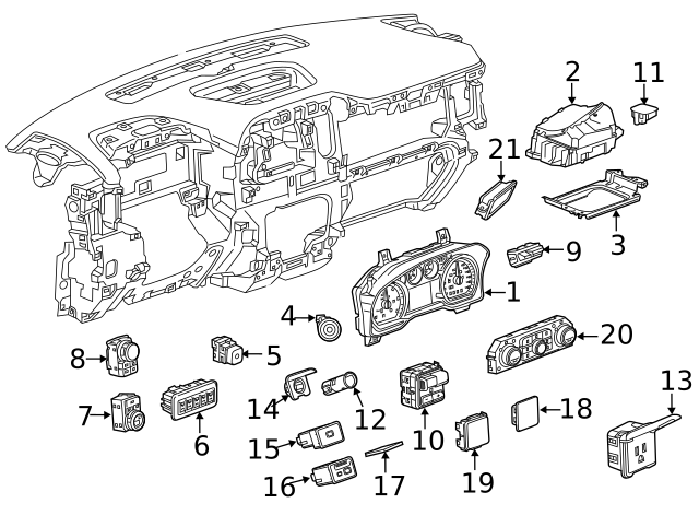 2020-2023 Chevrolet Heater and Air Conditioning User Interface Control ...