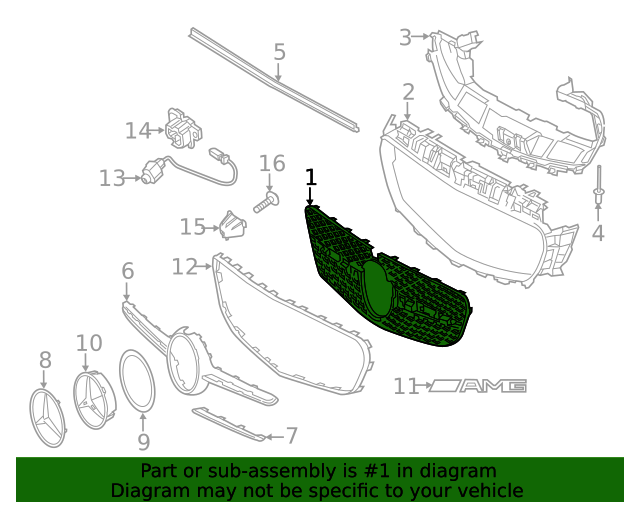 238-888-13-00 - Grille Assembly 2017-2020 Mercedes-Benz | Mercedes-Benz ...