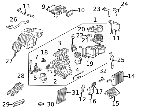 203-830-08-40 - Cabin Air Intake Duct 2001-2018 Mercedes-Benz ...