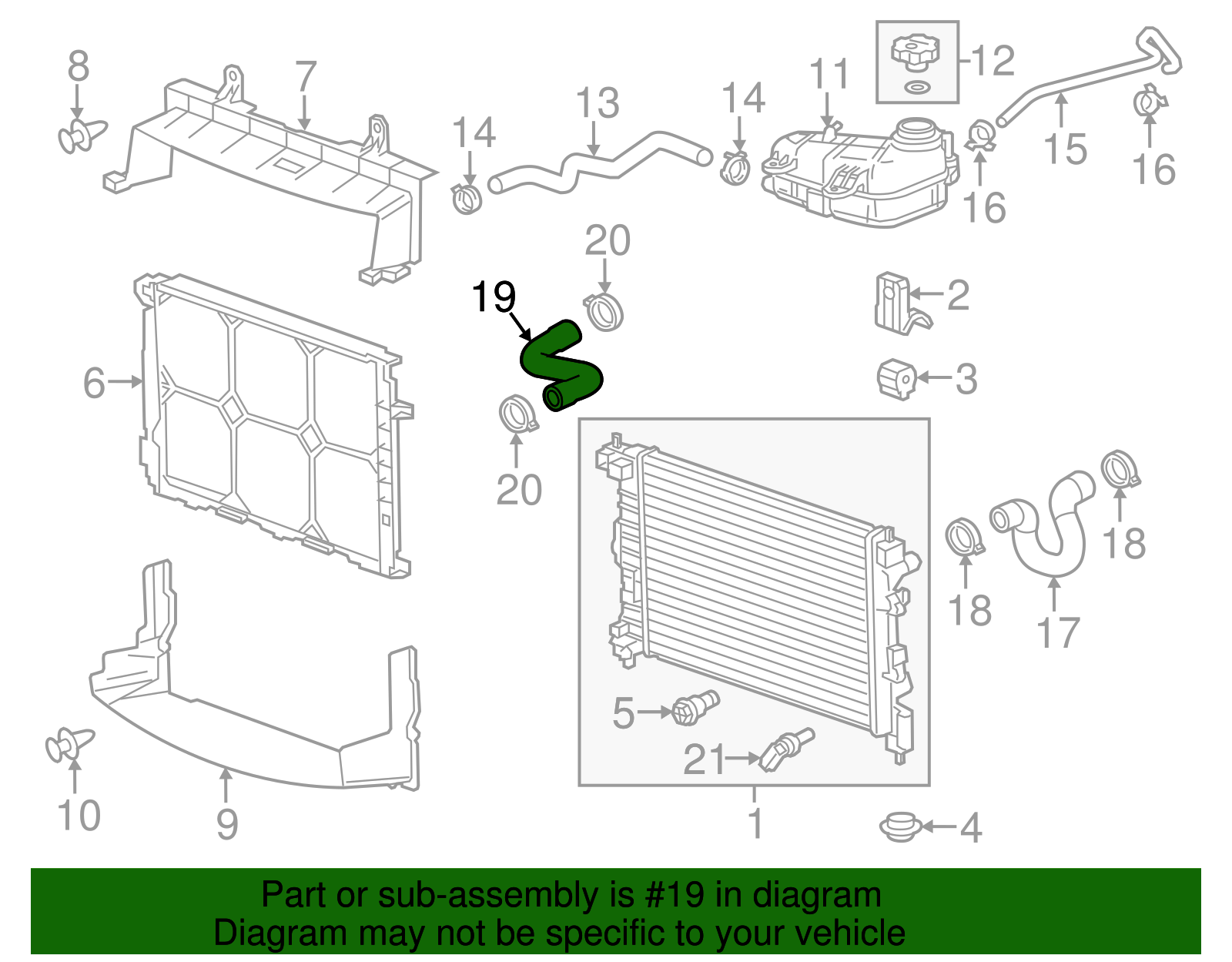 2012-2018 Chevrolet Sonic Radiator Outlet Hose 96958195 | GM Parts Center