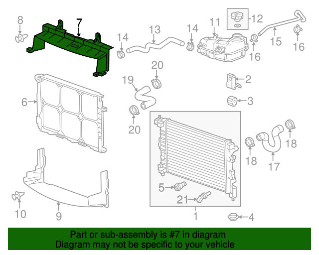 2012-2018 Chevrolet Sonic Upper Radiator Air Baffle 95961448 ...