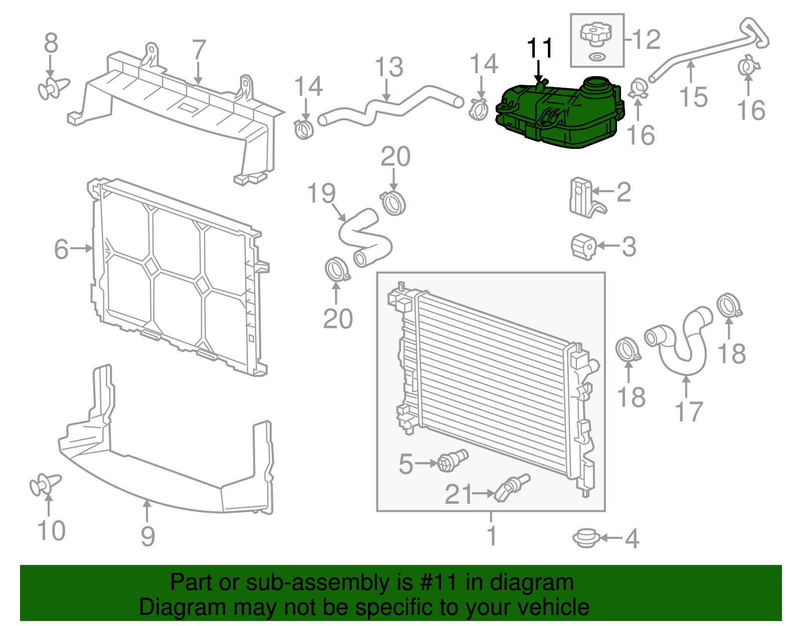 2012-2020 Chevrolet Sonic Radiator Surge Tank 95048411 GM ...