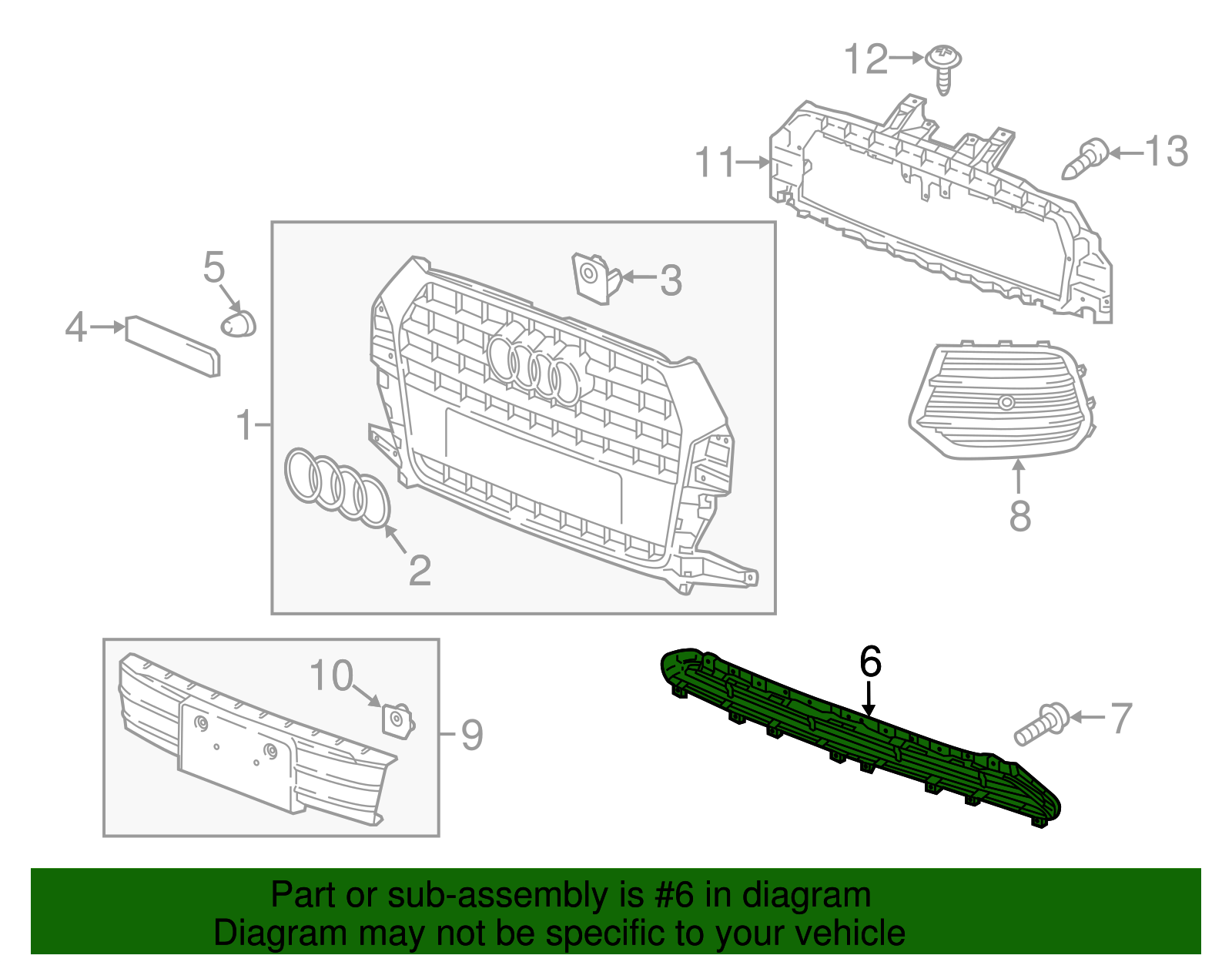 2016-2017 Audi Center Grille 8U0-807-683-C-4U8 | Audi USA Parts