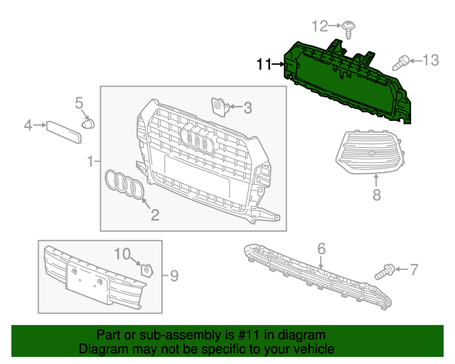 2016-2018 Audi Grille Bracket 8U0-853-692-C | OEM Parts Online