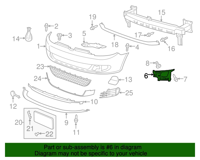 5K0-807-262 - Bumper Cover Support Rail 2010-2014 Volkswagen GTI ...