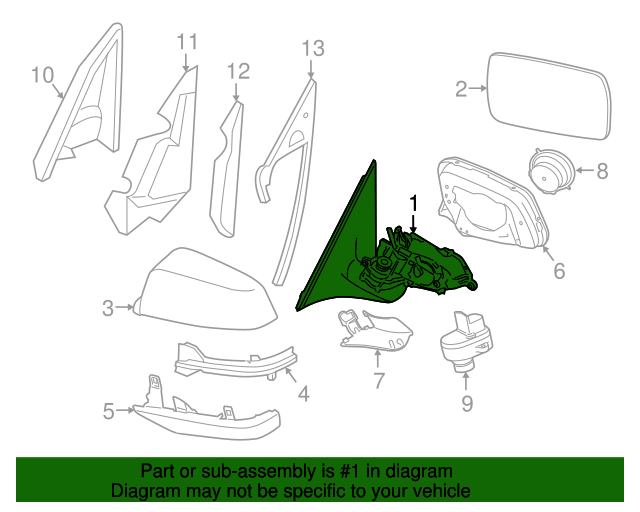 Genuine BMW 51-16-7-352-364 | Mirror | FREE Shipping on Most Orders ...