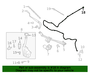 2018-2023 Ford Mustang Washer Hose JR3Z-17A605-A | OEM Parts Online