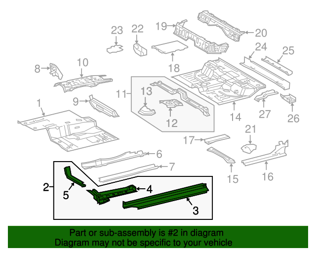 2016-2017 Toyota Tacoma Side Member Assembly 57028-04021 | Toyota Parts