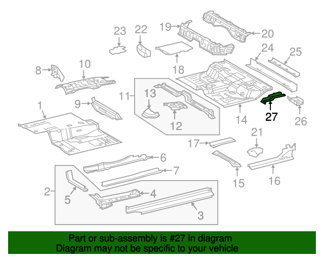 2005-2021 Toyota Tacoma Rear Side Member 57606-04010 | Toyota Parts Center