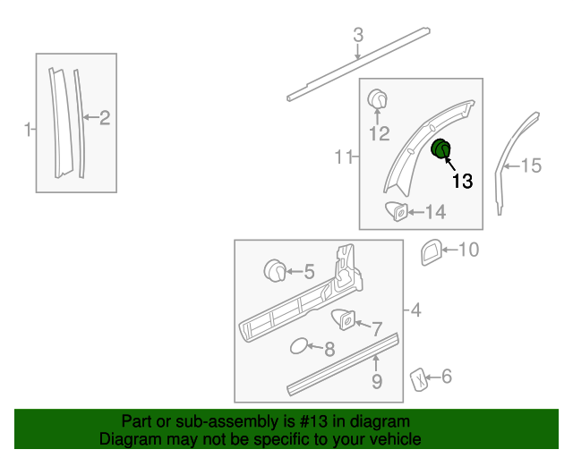 DYC500110 - Wheel Flare Clip - 2010-2016 Land Rover LR4 | Land Rover ...