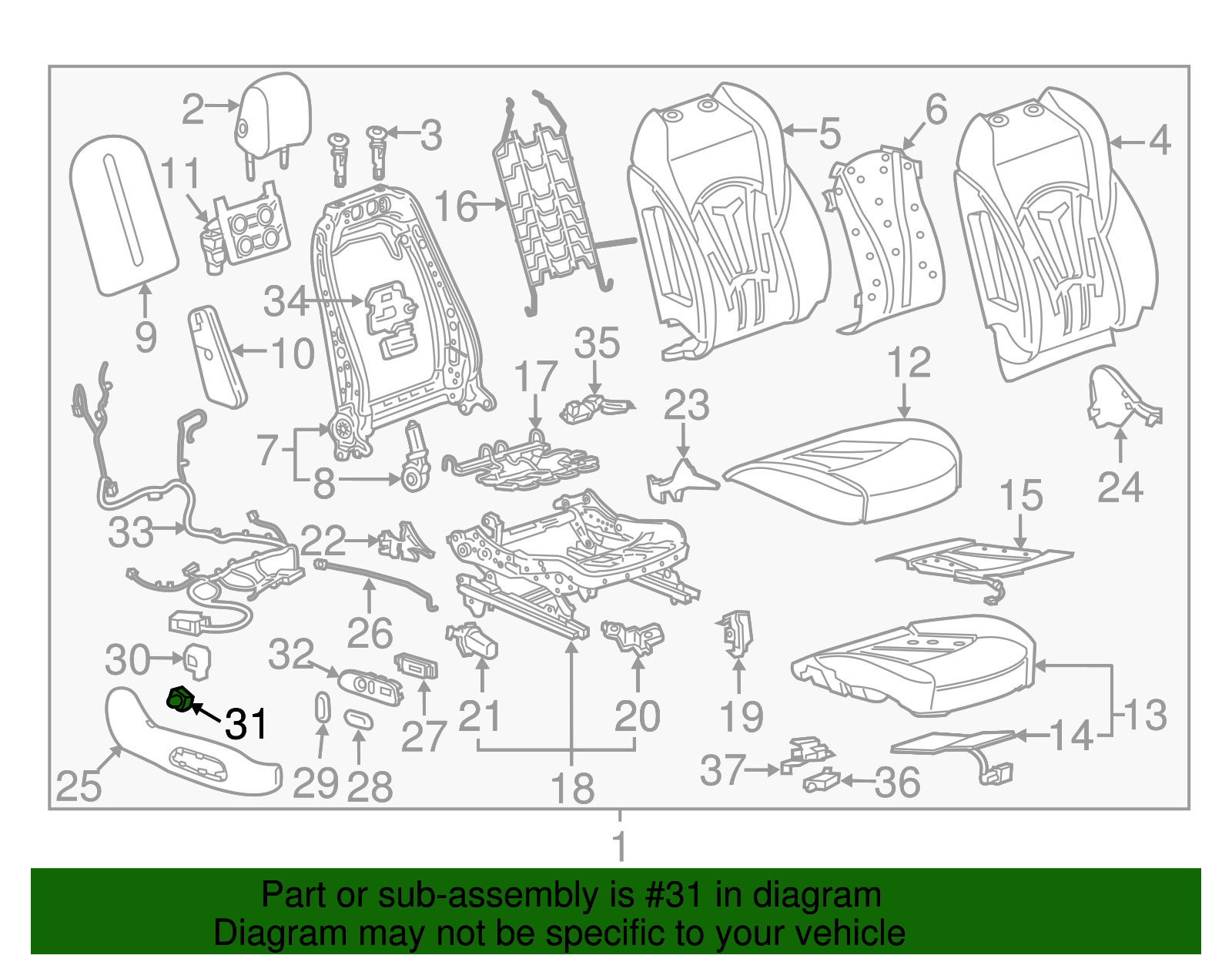 90926833 - Seat Lumbar Switch 2017-2021 Buick | Gateway Buick GMC Parts