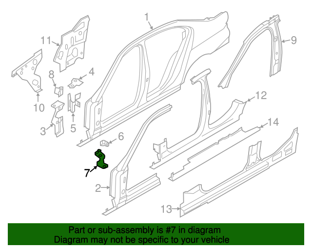 Genuine BMW 41-35-7-240-499 | Hinge Pillar Reinforced Side Bracket ...