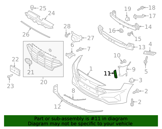 2019-2020 Hyundai Elantra Air Grille 86561-F2AA0 | QuirkParts