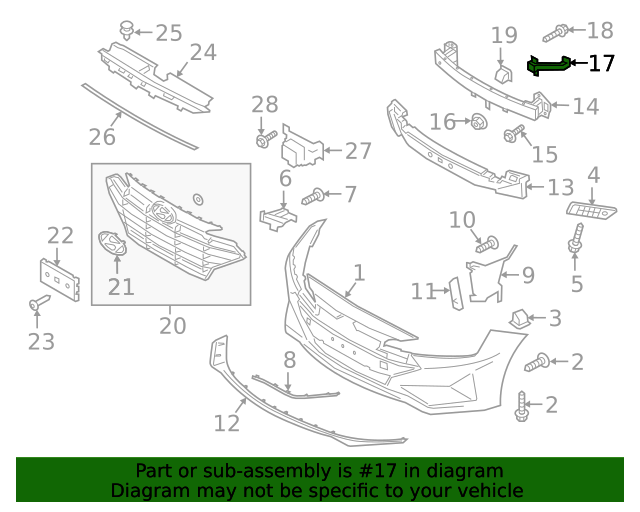 Genuine Reinforcement for 2017-2020 Hyundai Elantra | Part# 64118-F2000 ...