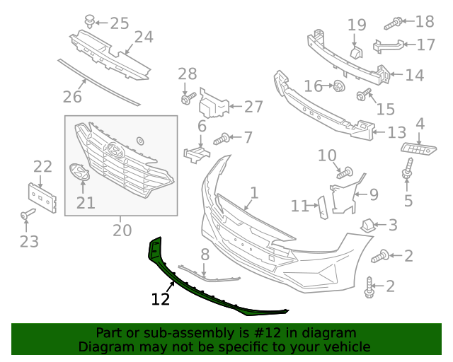 86591-F2AA0 - Lower Deflector 2019-2020 Hyundai Elantra | Hyundai OEM Part