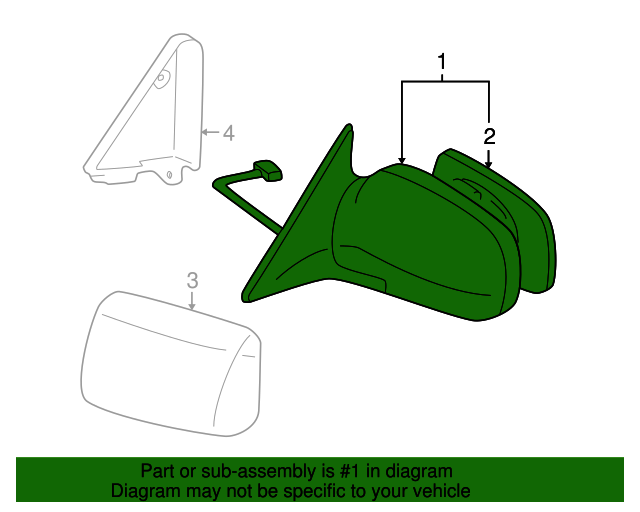 87940-42640 - Mirror Assembly Front Left, Left 2001-2003 Toyota RAV4 ...