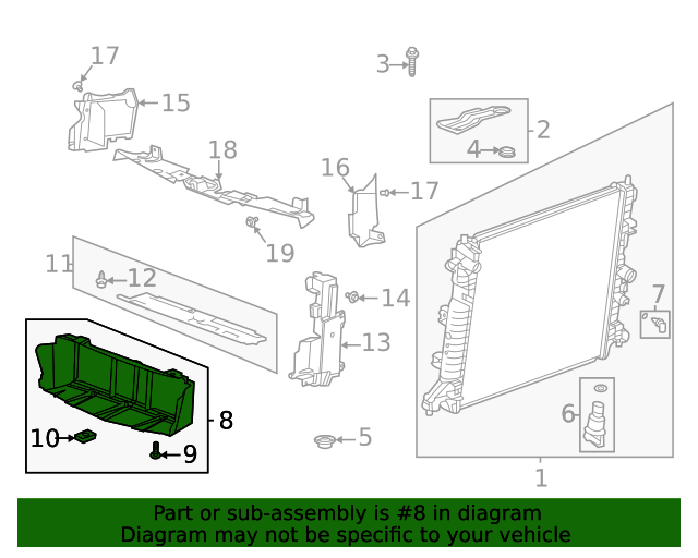 84352045 - Front Lower Radiator Air Baffle 2020-2023 Cadillac CT4 ...