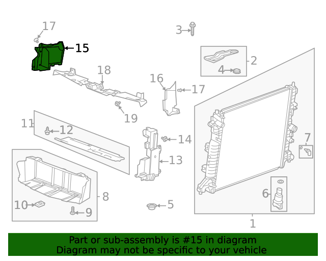 2020-2023 Cadillac CT4 Passenger Side Radiator Air Side Upper Baffle ...