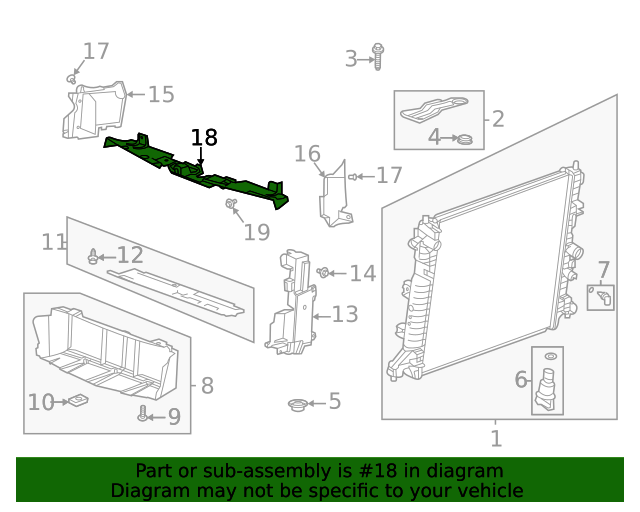 2020-2023 Cadillac CT4 Radiator Air Front Upper Baffle 84798253 ...