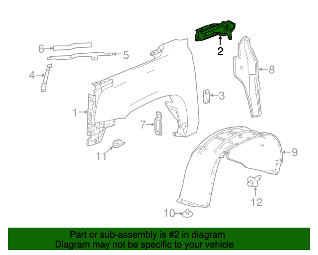 2015-2020 GM Passenger Side Body Side Front Fender Rear Upper Bracket ...