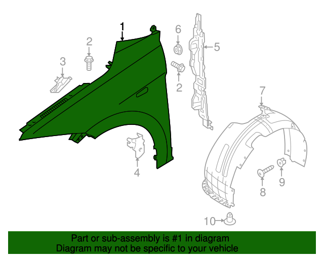 2019-2020 Hyundai Elantra Fender 66320-F2500 | QuirkParts