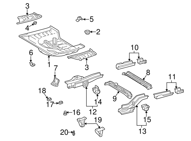 90950-01955 - Floor Plug (Lower) - 2004-2005 Toyota Echo | Sparks Parts