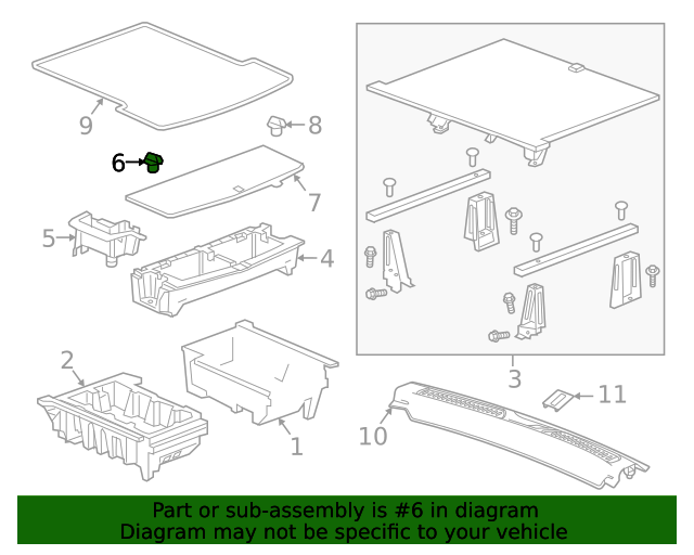 2017-2023 GMC Acadia Rear Compartment Floor Stowage Compartment Divider ...