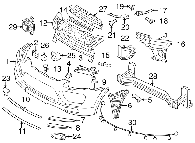 2011-2014 Porsche Cayenne Center Grille 958-505-974-00-9B9 | Sunset Porsche Parts