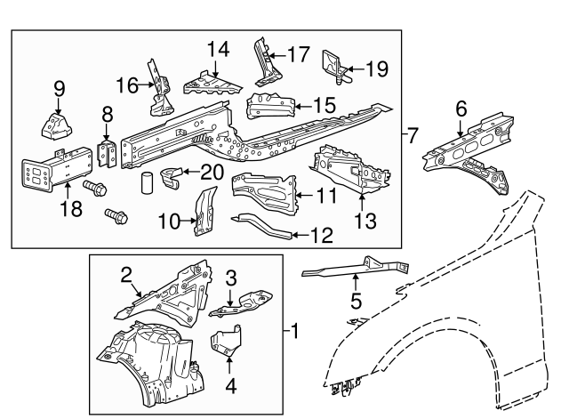 2013-2019 Cadillac ATS Driver Side Plenum Panel Bracket 20861499 ...