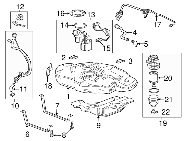 2017-2019 Chevrolet Cruze Fuel Level Sensor Kit with Seal 13509668 GM ...