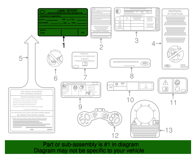 2017-2018 Land Rover Emission Label LR081612 | OEM Parts Online
